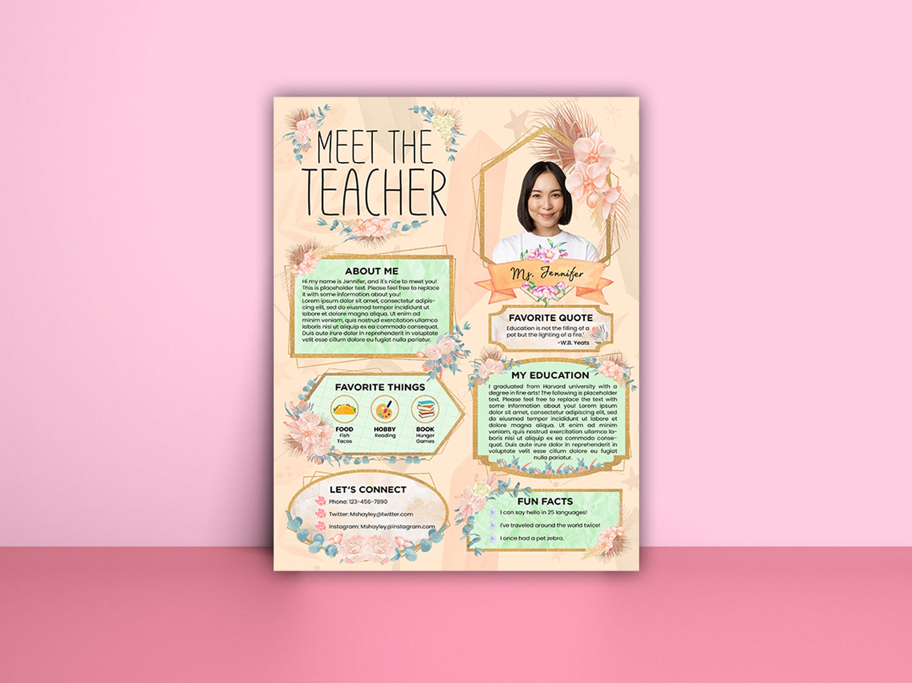 Meet The Teacher Boho Template, Editable Back To School Teacher Newsle ...