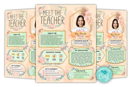 Meet The Teacher Boho Template, Editable Back To School Teacher Newsle ...