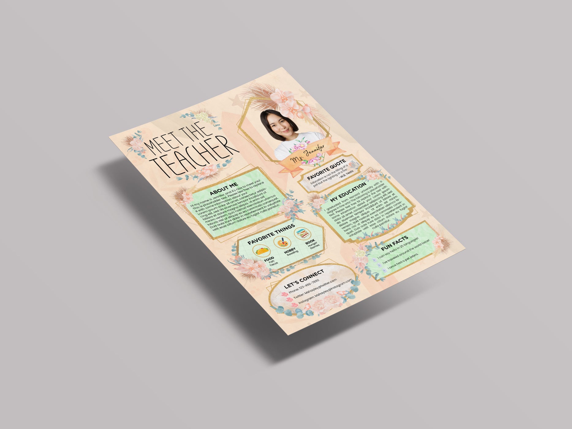 Meet The Teacher Boho Template, Editable Back To School Teacher Newsle ...