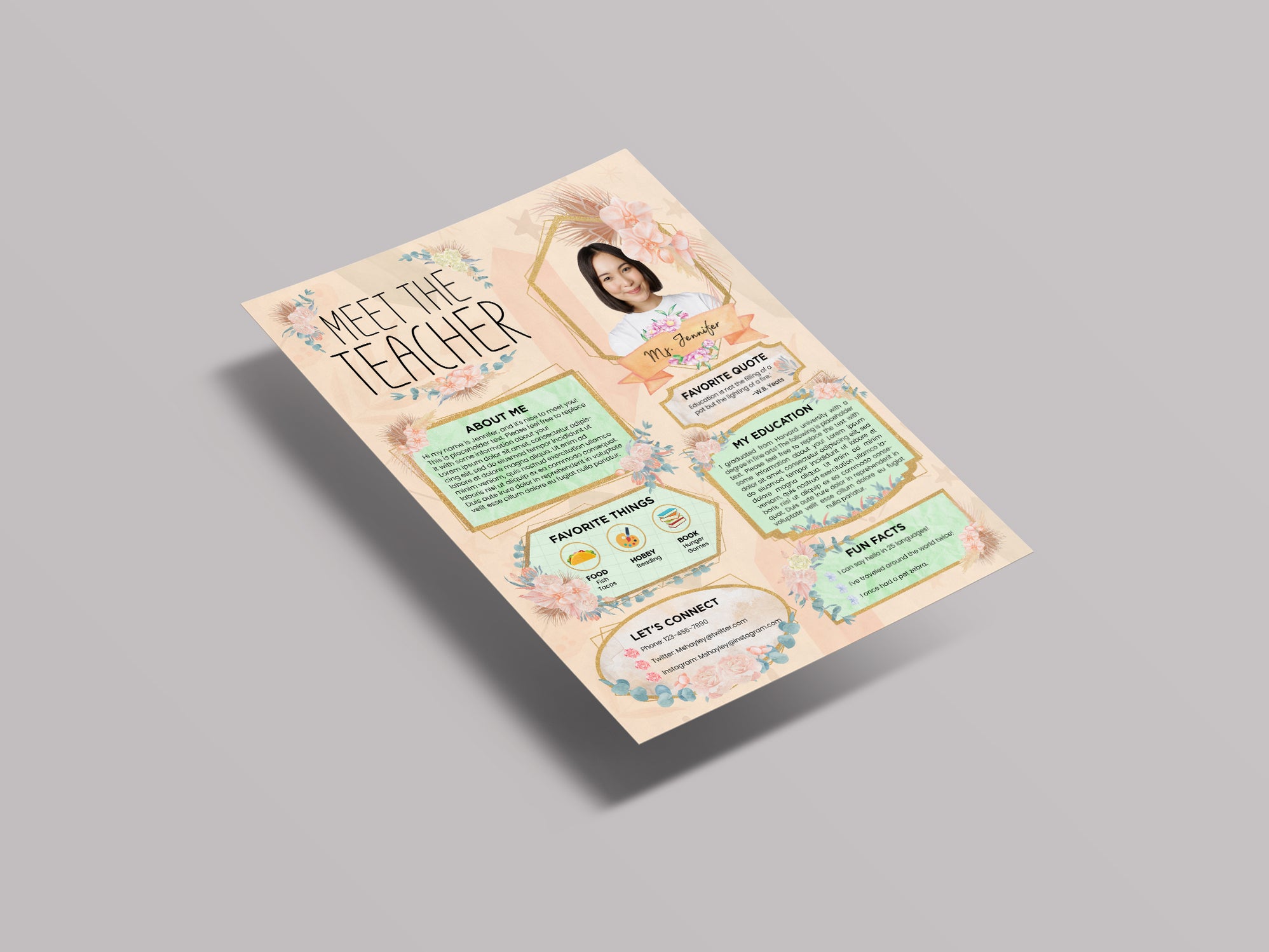 Meet The Teacher Boho Template, Editable Back To School Teacher Newsle ...