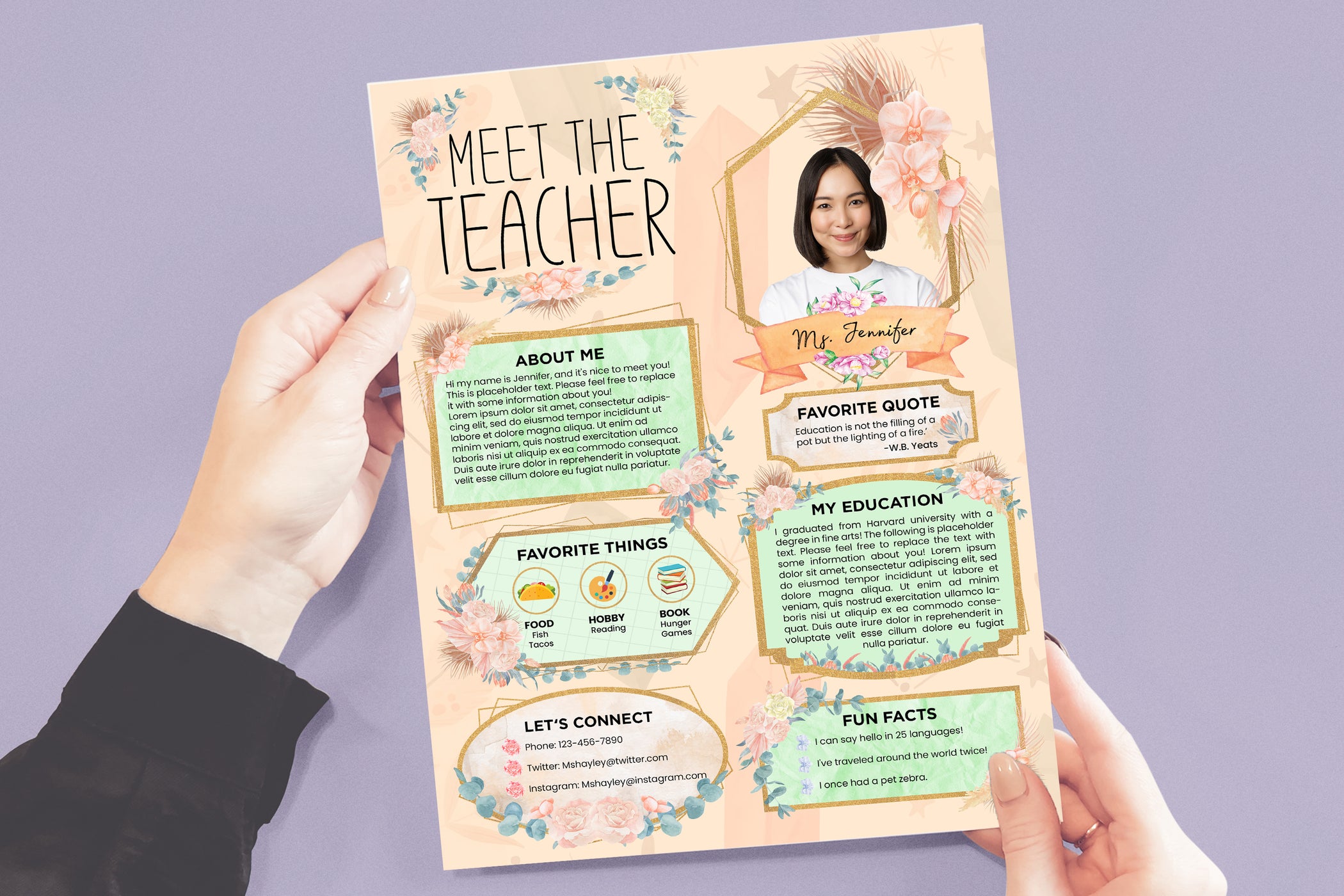 Meet The Teacher Boho Template, Editable Back To School Teacher Newsle ...
