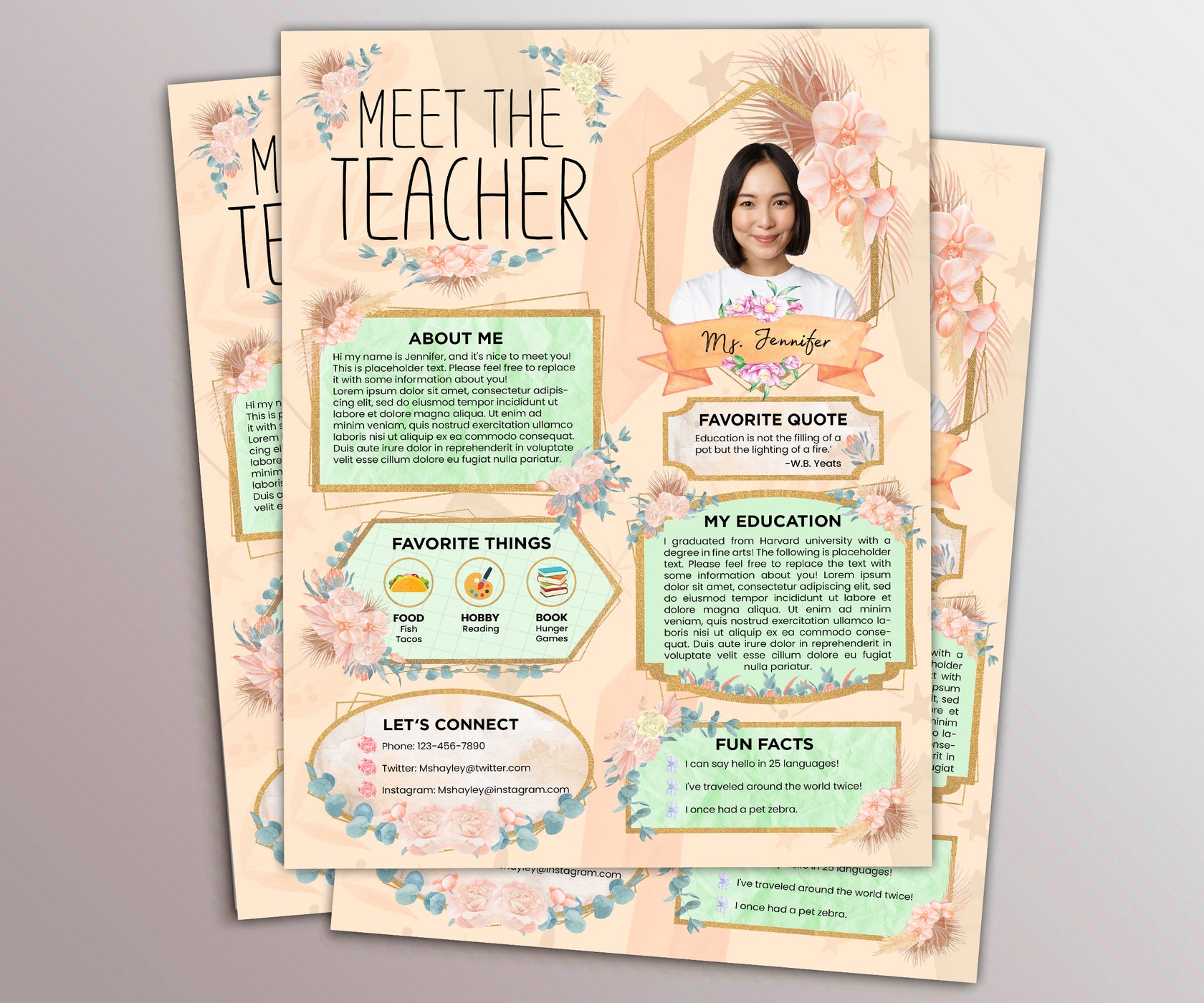 Meet The Teacher Boho Template, Editable Back To School Teacher Newsle ...