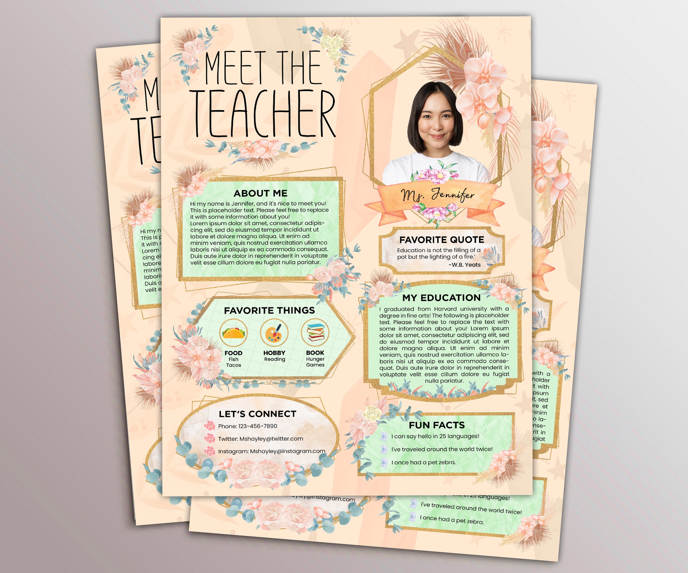 Meet The Teacher Boho Template, Editable Back To School Teacher Newsle ...