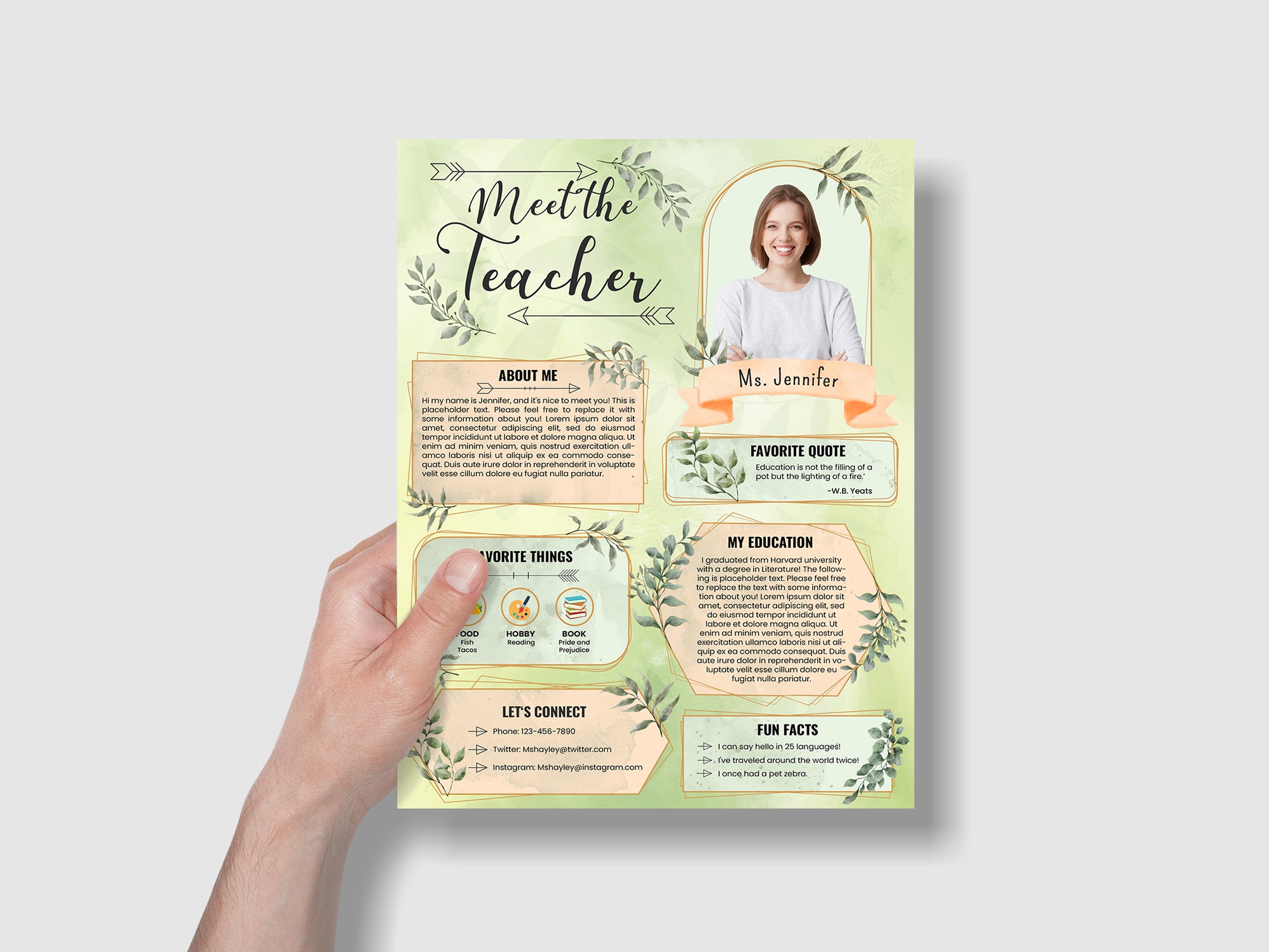 Meet the Teacher Editable Template, Printable Teacher Letter with Phot ...