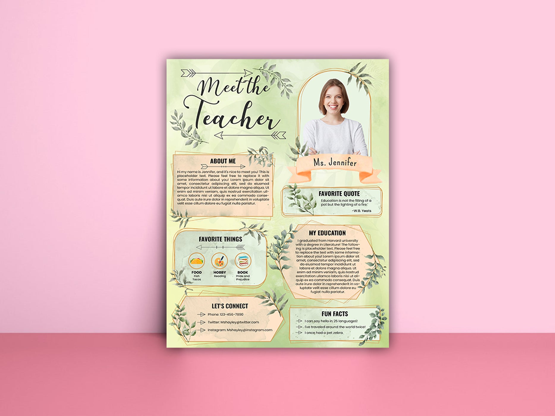 Meet the Teacher Editable Template, Printable Teacher Letter with Phot ...
