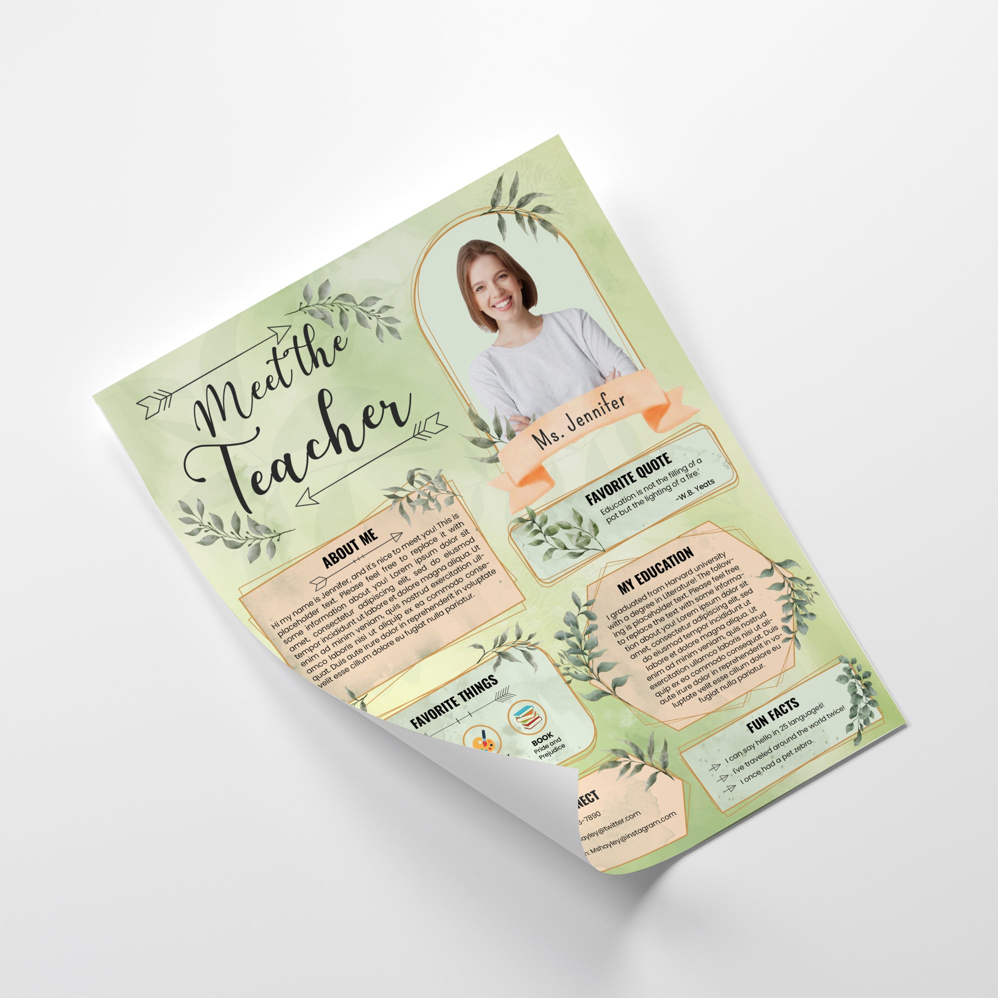 Meet the Teacher Editable Template, Printable Teacher Letter with Phot ...