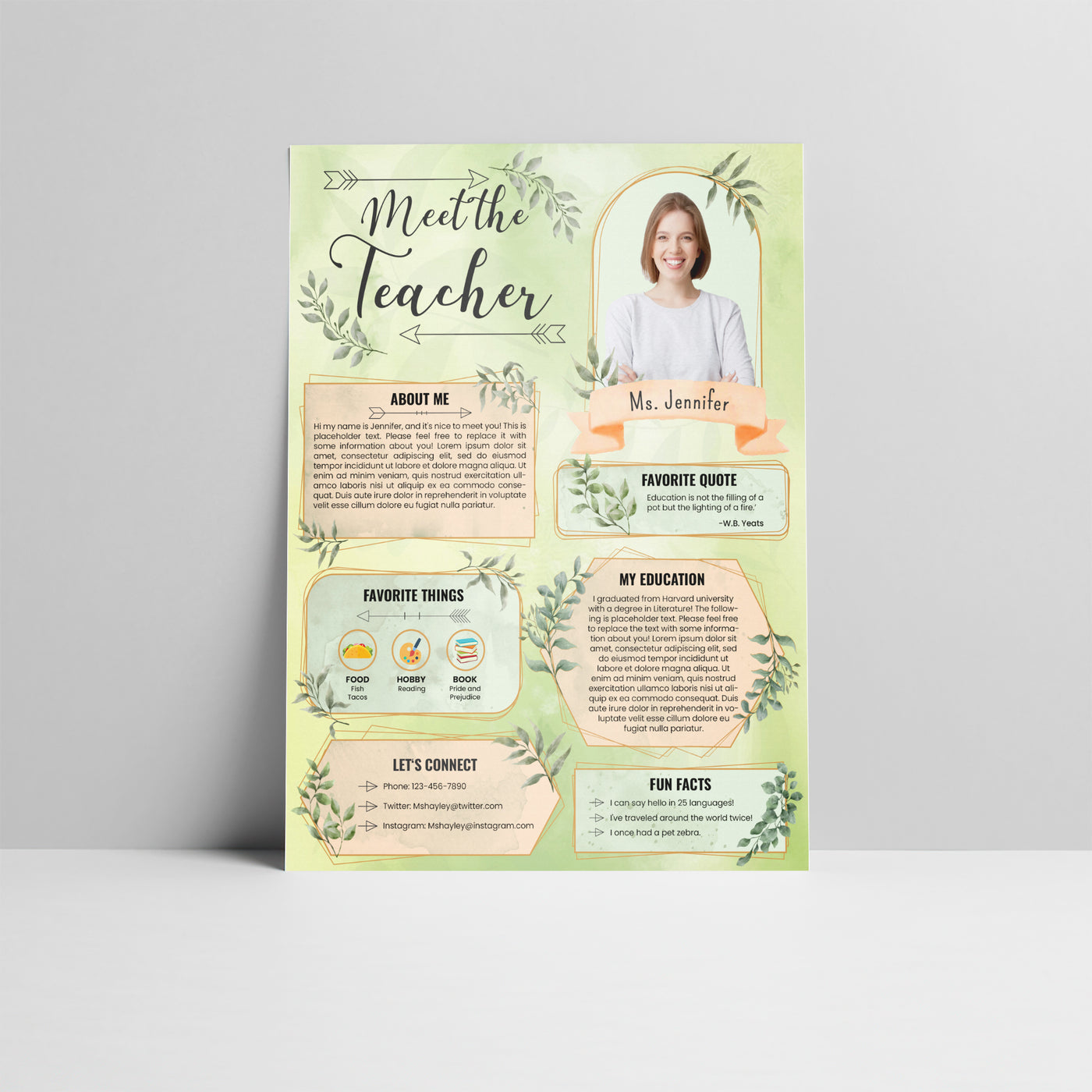 Meet the Teacher Editable Template, Printable Teacher Letter with Phot ...