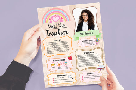 Meet the Teacher Template Rainbow, Editable Back To School Coral Photo ...