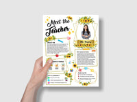 Meet The Teacher Template Sunflower White Background, Editable Back to ...