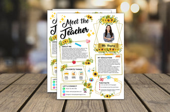 Meet The Teacher Template Sunflower White Background, Editable Back to ...