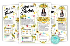 Meet The Teacher Template Sunflower White Background, Editable Back to ...