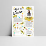 Meet The Teacher Template Sunflower White Background, Editable Back to ...