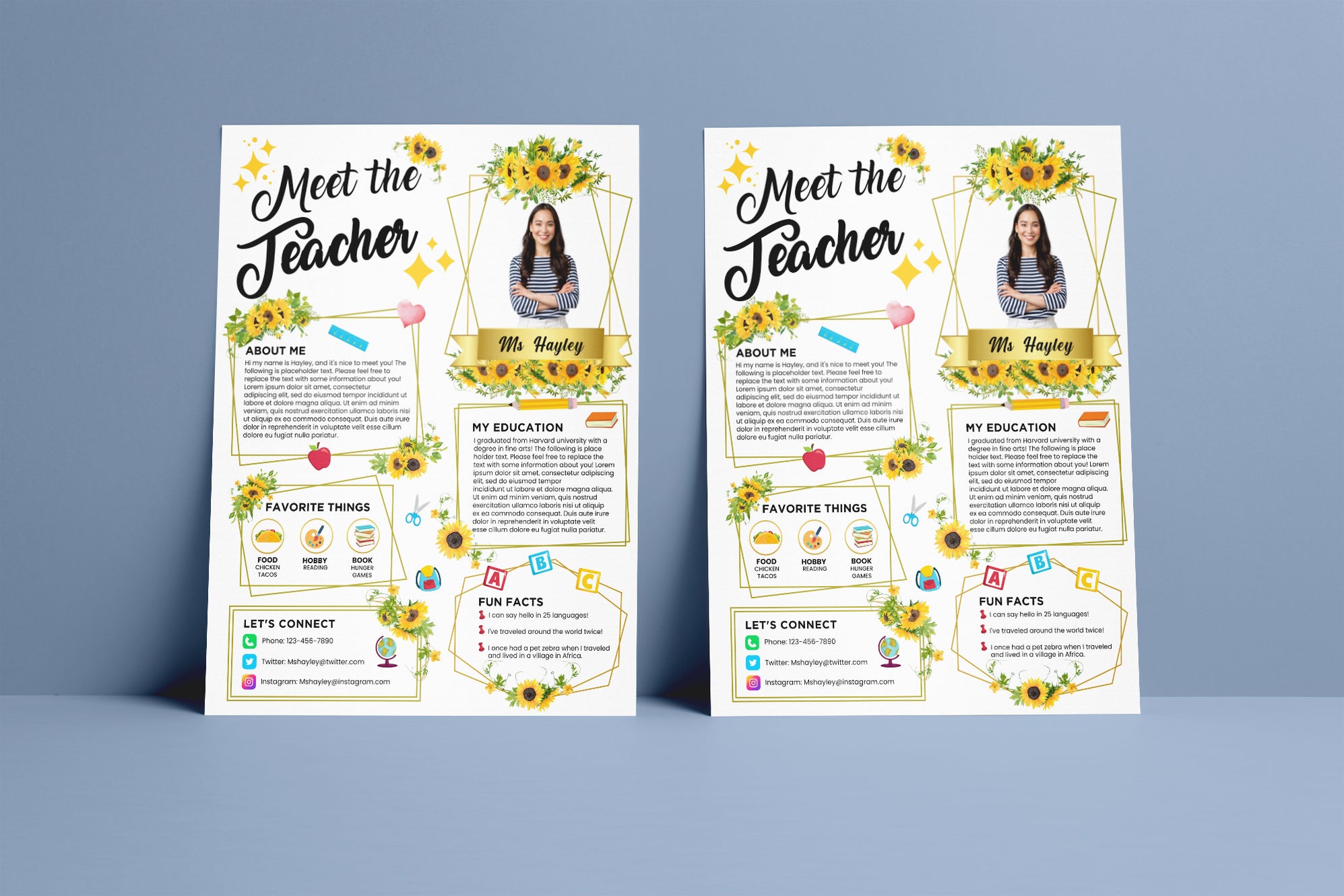 Meet The Teacher Template Sunflower White Background, Editable Back to ...