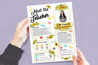 Meet The Teacher Template Sunflower White Background, Editable Back to ...