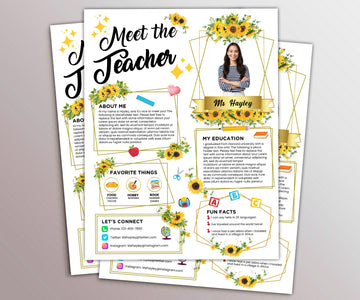 Meet The Teacher Template Sunflower White Background, Editable Back to ...