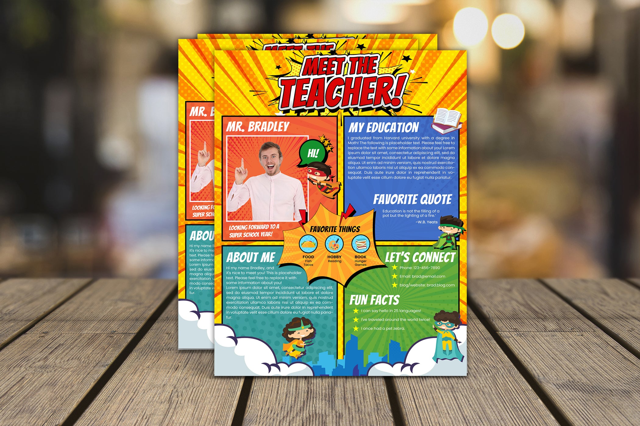 Meet The Teacher Template Superhero Theme, Editable Photo Teacher News ...