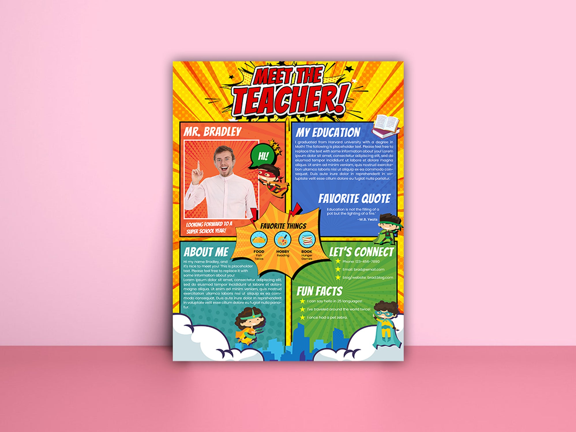 Meet The Teacher Template Superhero Theme, Editable Photo Teacher News ...