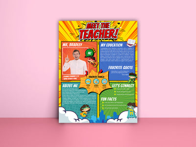 Meet The Teacher Template Superhero Theme, Editable Photo Teacher News ...