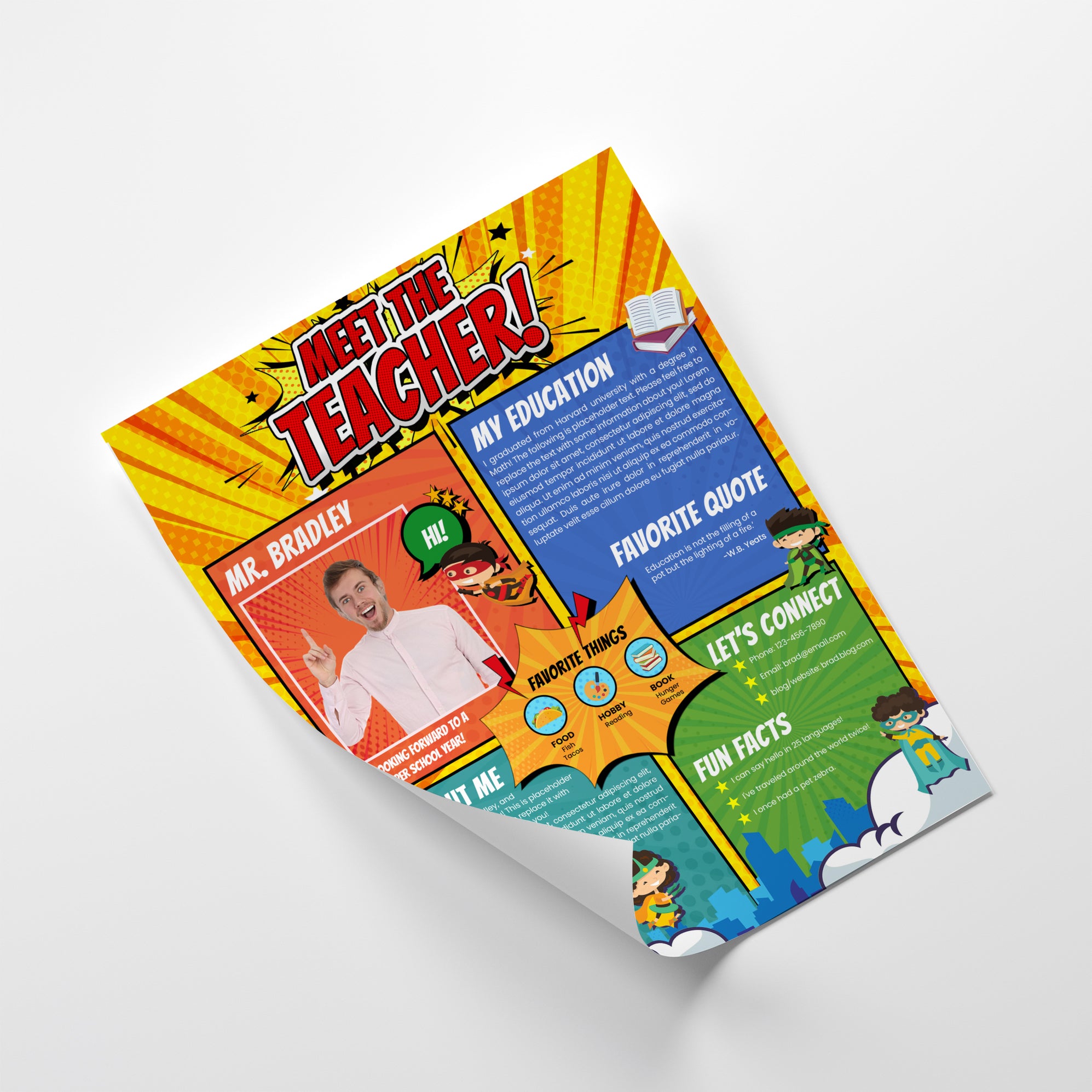 Meet The Teacher Template Superhero Theme, Editable Photo Teacher News ...