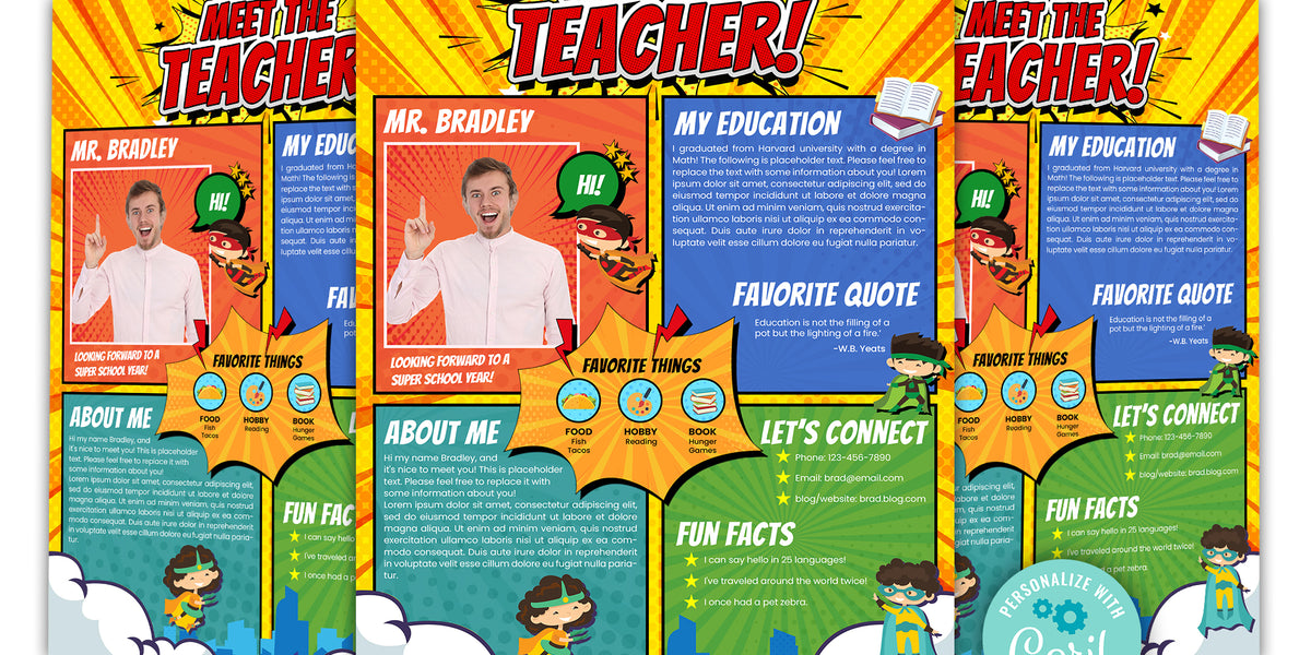 Meet The Teacher Template Superhero Theme, Editable Photo Teacher News ...