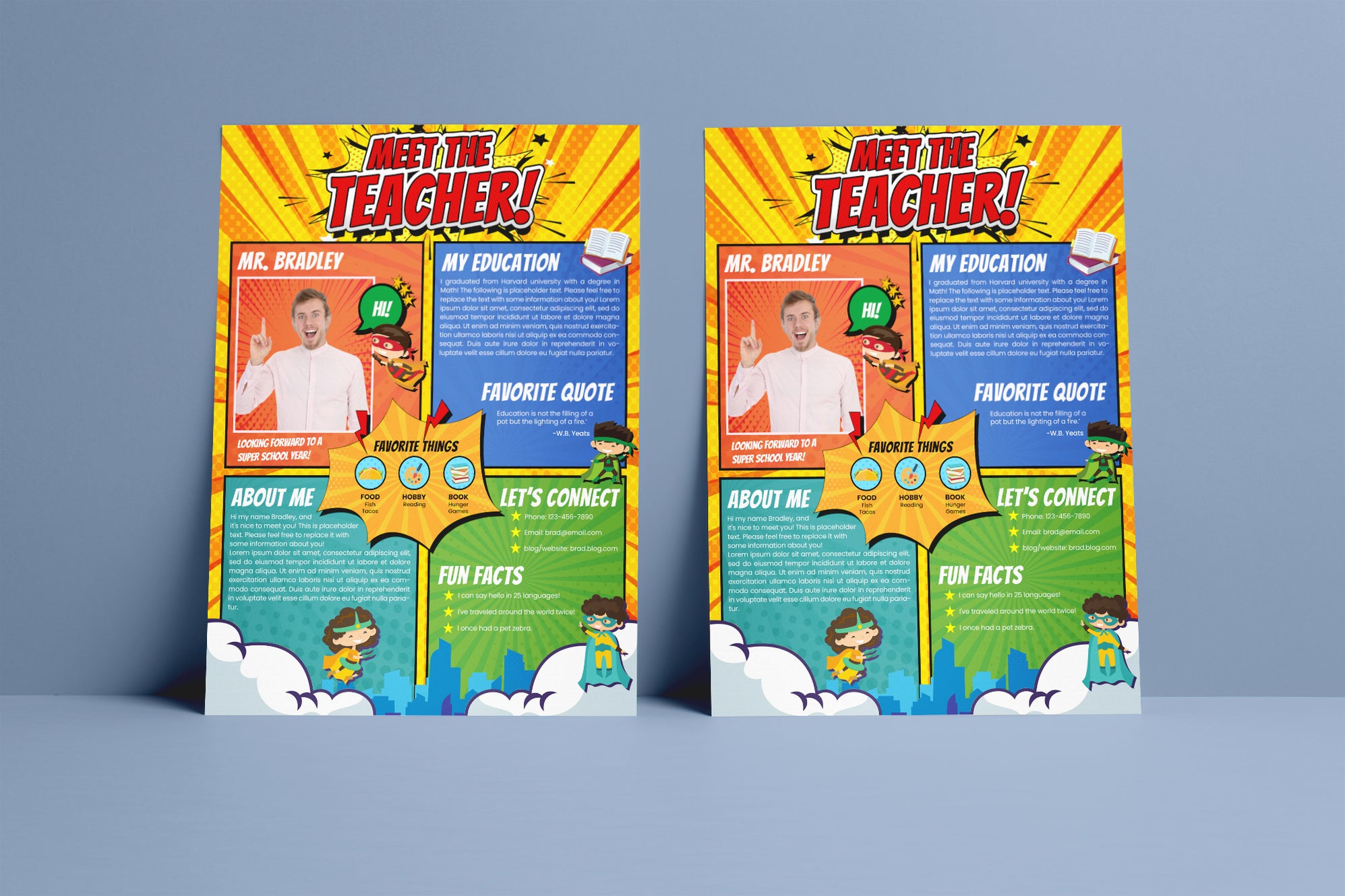 Meet The Teacher Template Superhero Theme, Editable Photo Teacher News ...