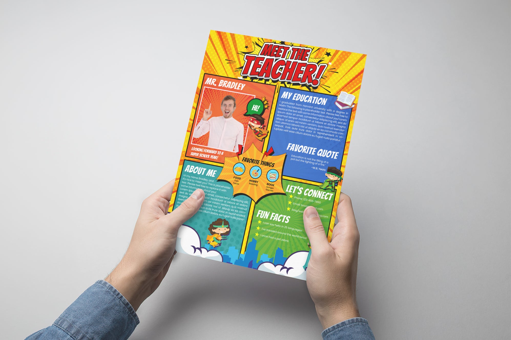 Meet The Teacher Template Superhero Theme, Editable Photo Teacher News ...