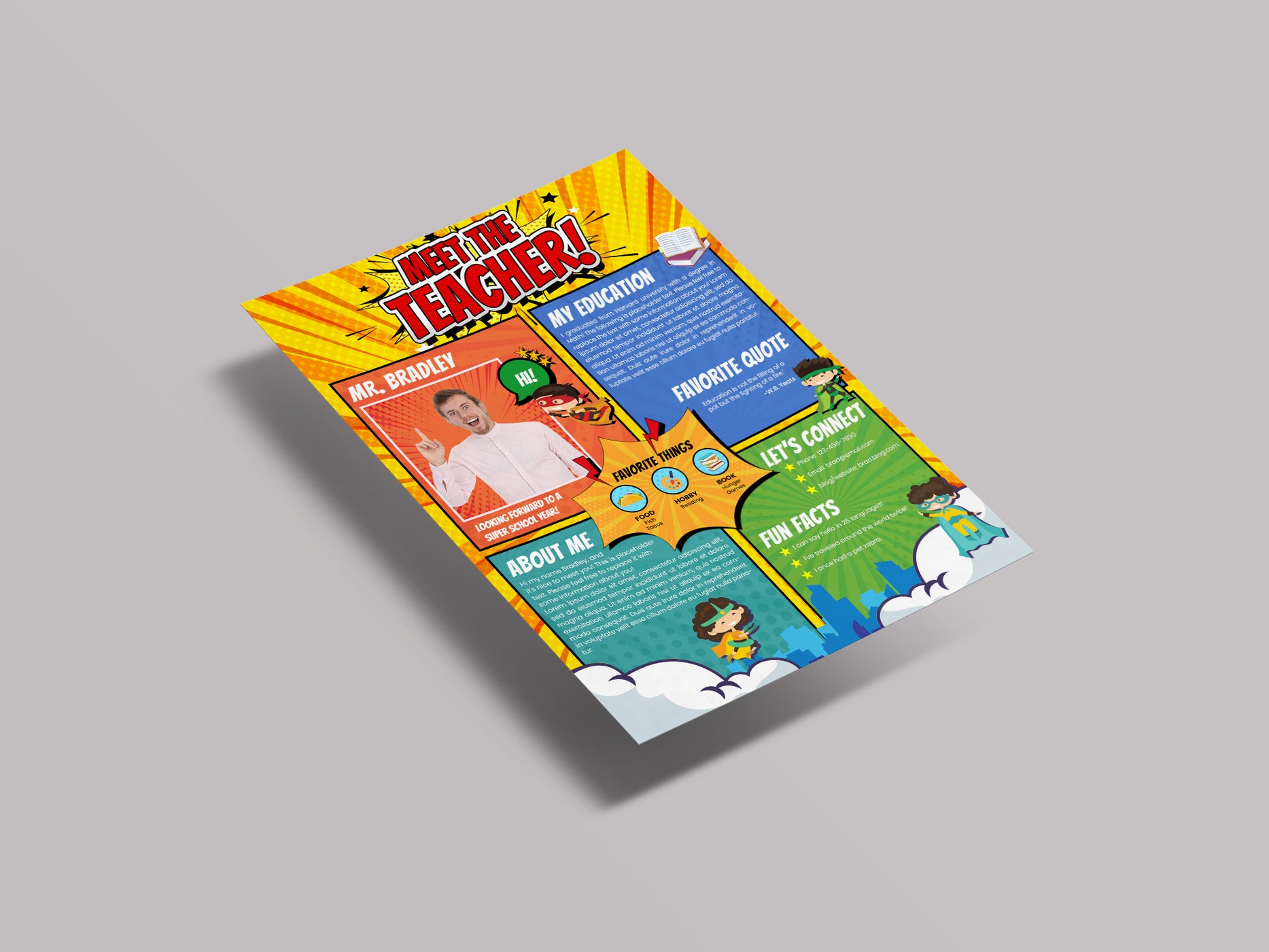 Meet The Teacher Template Superhero Theme, Editable Photo Teacher News ...