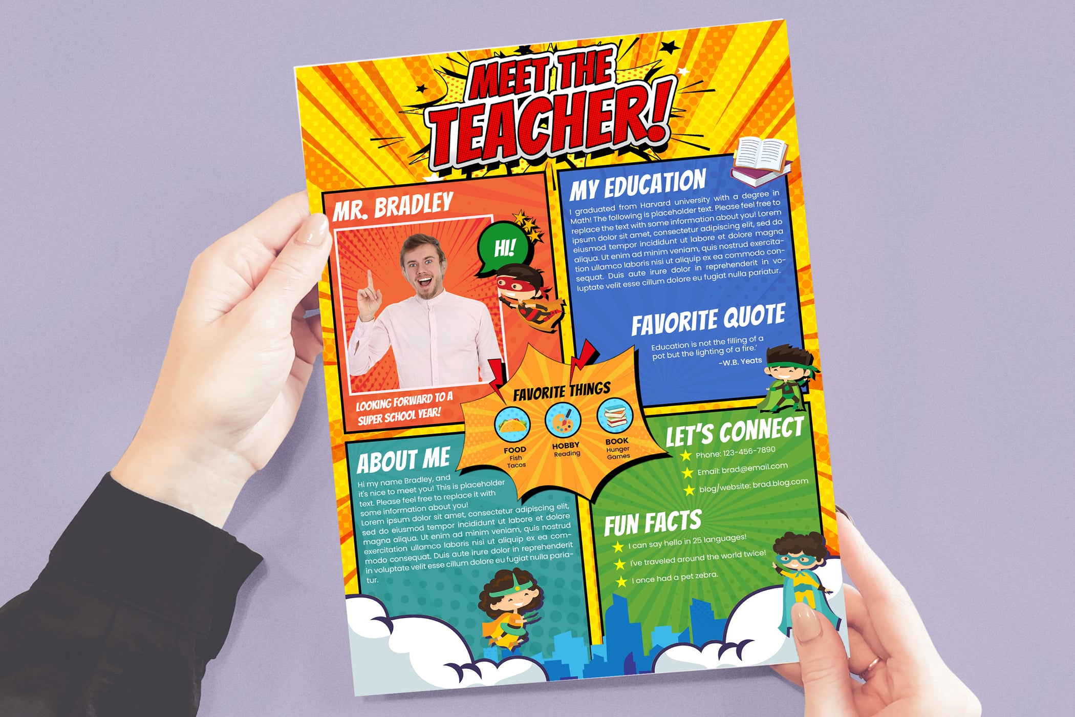 Meet The Teacher Template Superhero Theme, Editable Photo Teacher News ...