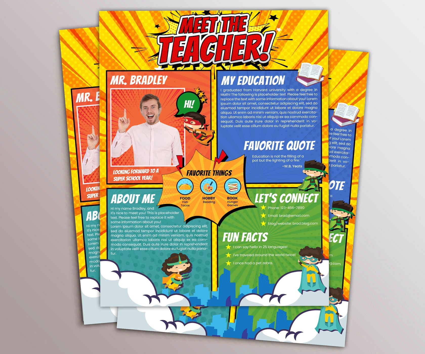 Meet The Teacher Template Superhero Theme, Editable Photo Teacher News ...