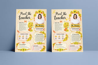 Meet The Teacher Template, Teacher Newsletter Editable Yellow and Oran ...