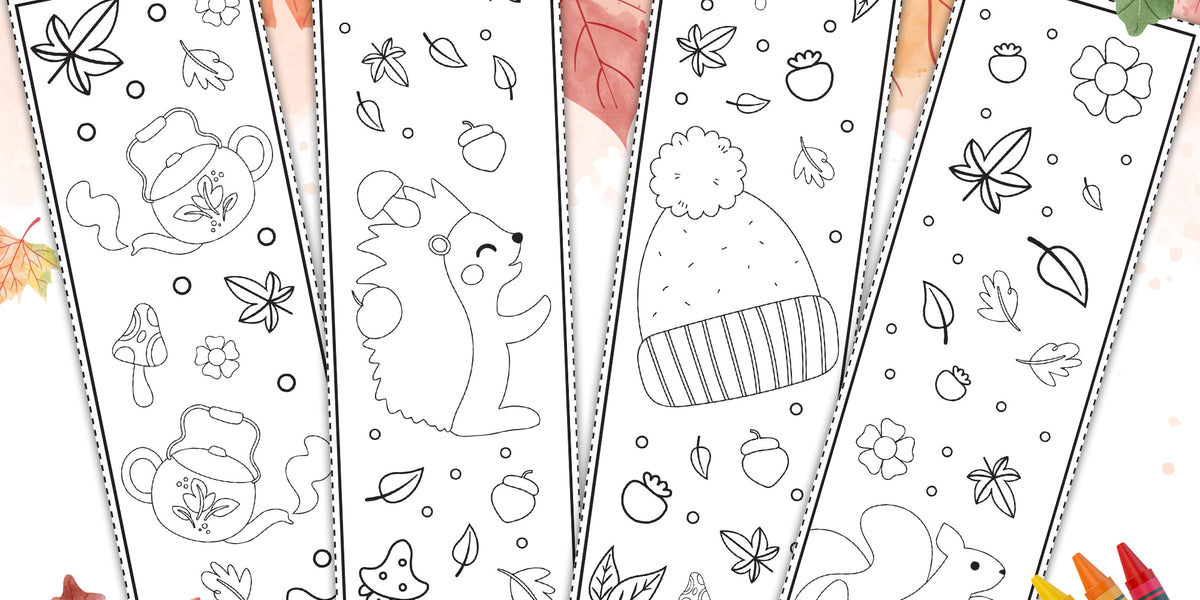 Printable Autumn Color Your Own Bookmarks, PDF Fall Coloring Bookmark ...