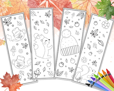 Printable Autumn Color Your Own Bookmarks, PDF Fall Coloring Bookmark ...