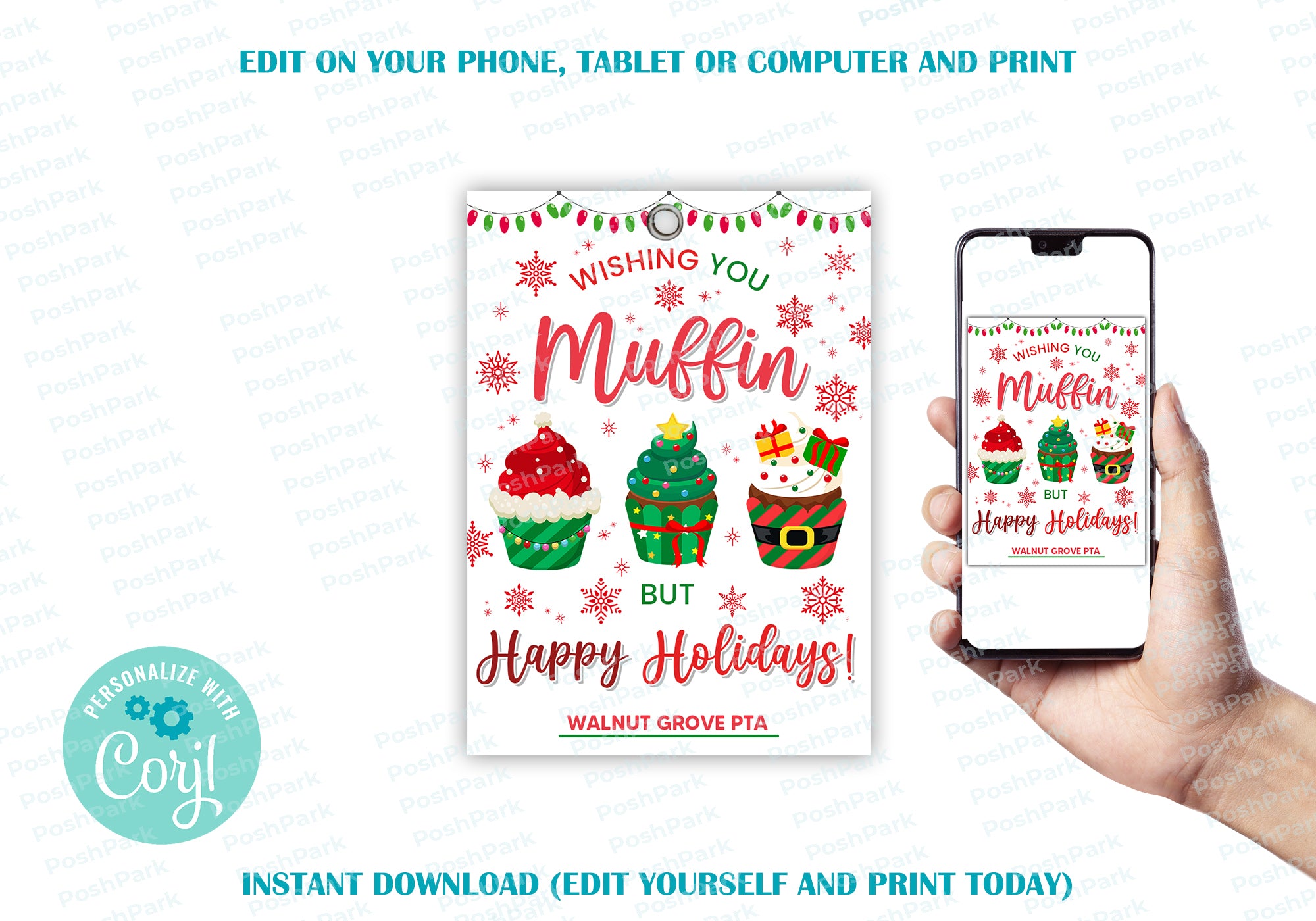 DIY Christmas Muffin Gift Tags, Editable Muffin To Do Gift Tags, Digit ...