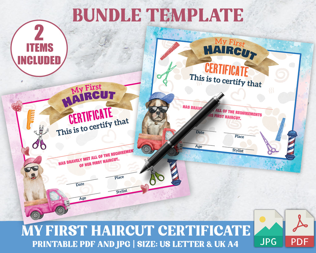 My First Haircut Certificate Template