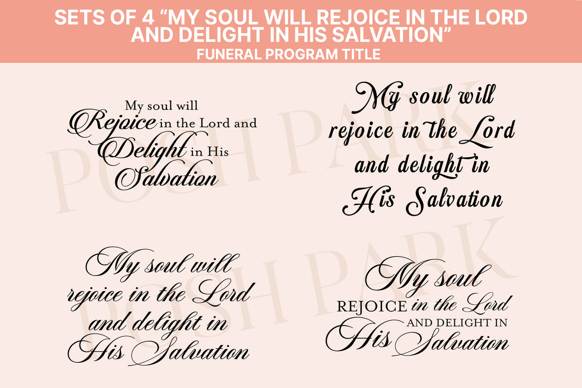 Sets of 4 My Soul Will Rejoice In The Lord And Delight In His Salvation ...
