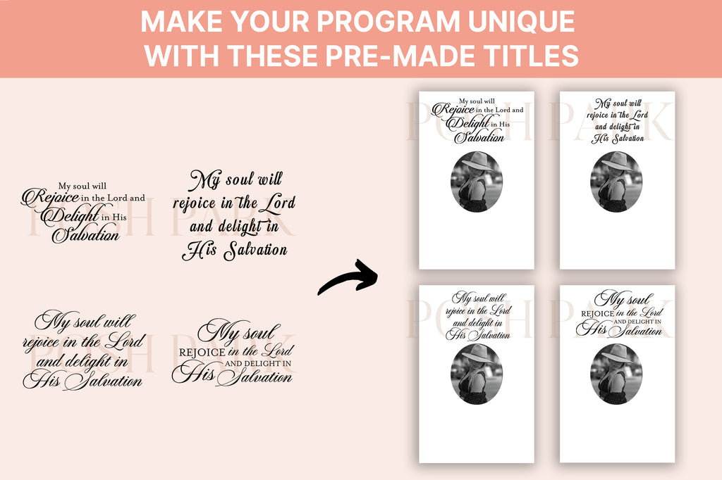 Funeral Program Word Art Titles — Posh Park