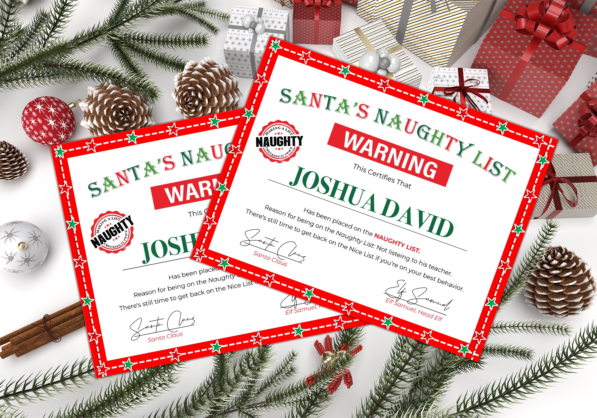 Printable Santa Naughty List & Warning Letter Certificate — Posh Park