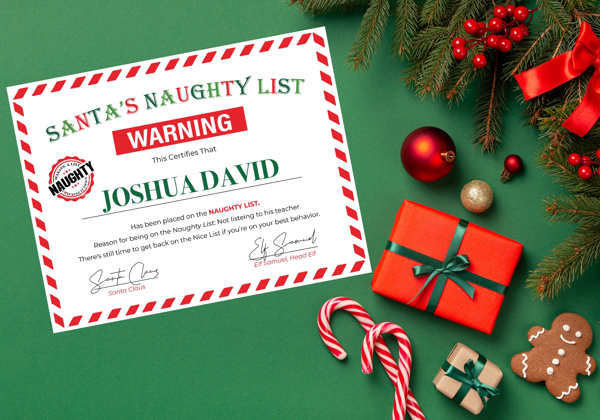 Editable Nice List Christmas Certificate Template Bundle — Posh Park