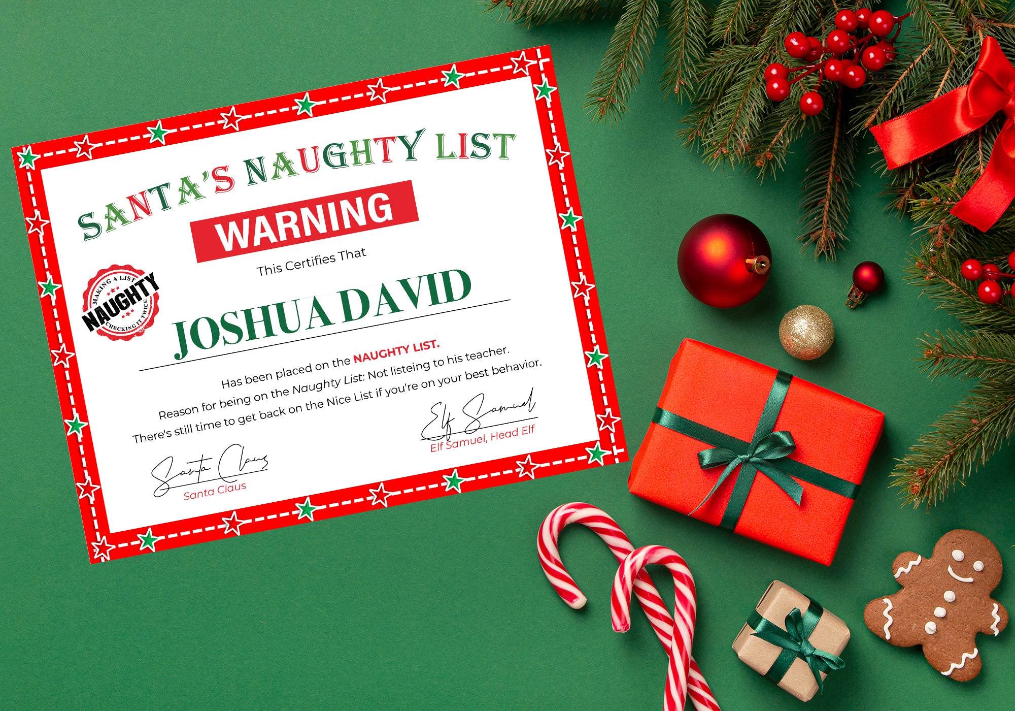 Printable Santa Naughty List & Warning Letter Certificate — Posh Park