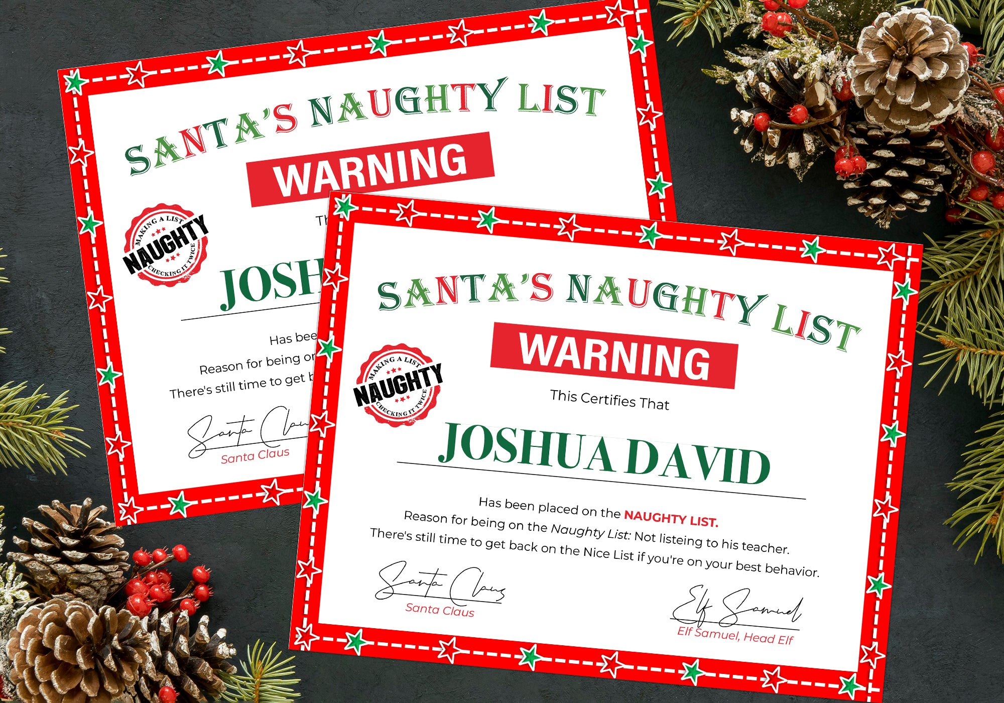 Printable Santa Naughty List & Warning Letter Certificate — Posh Park