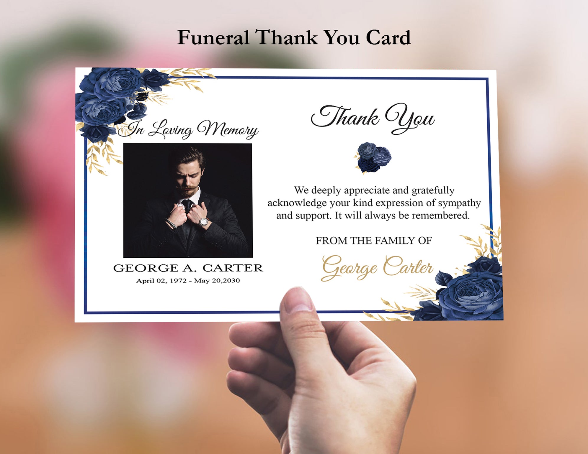 Editable 9 Piece Blue Obituary Template Bundle | Funeral Bookmark | 8 ...