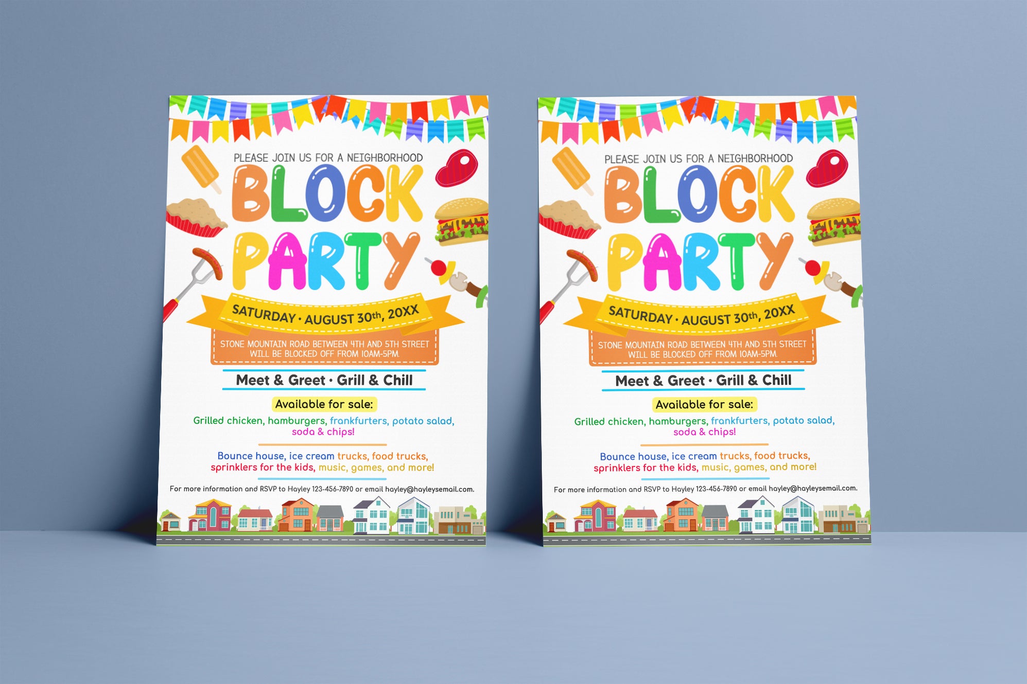 Editable Block Party Invitation Announcement Flyer — Posh Park