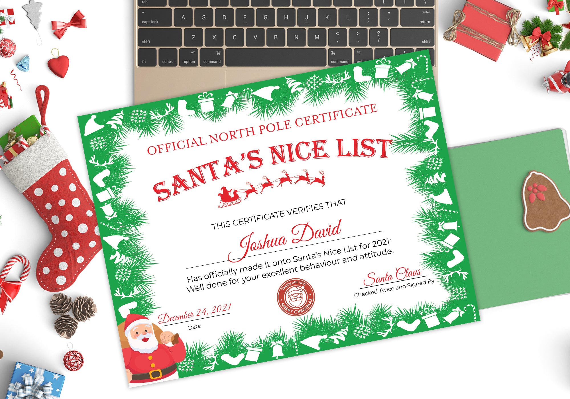 Editable Christmas Nice List Certificate Template Bundle — Posh Park