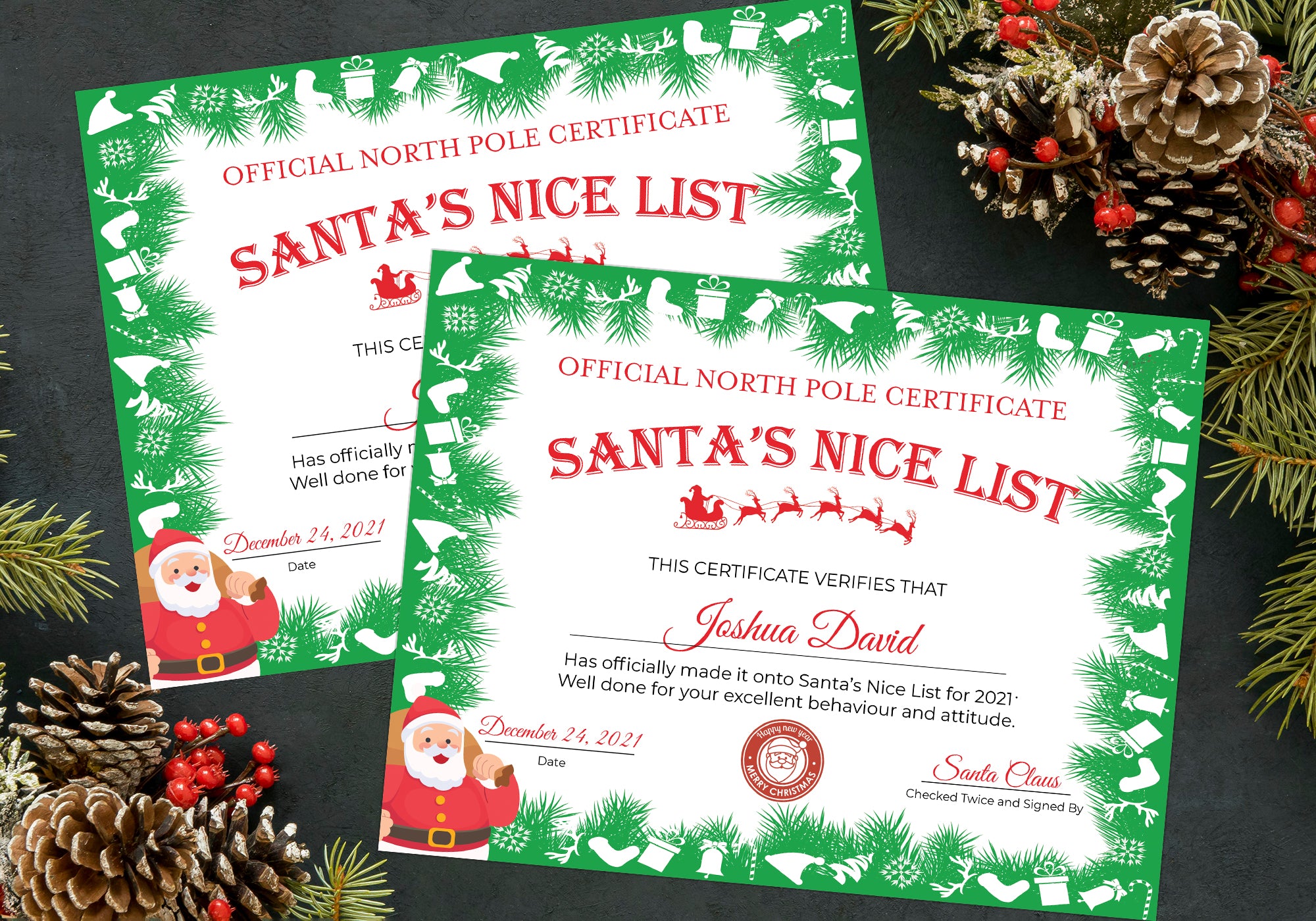 Editable Nice List Christmas Certificate Template Bundle — Posh Park