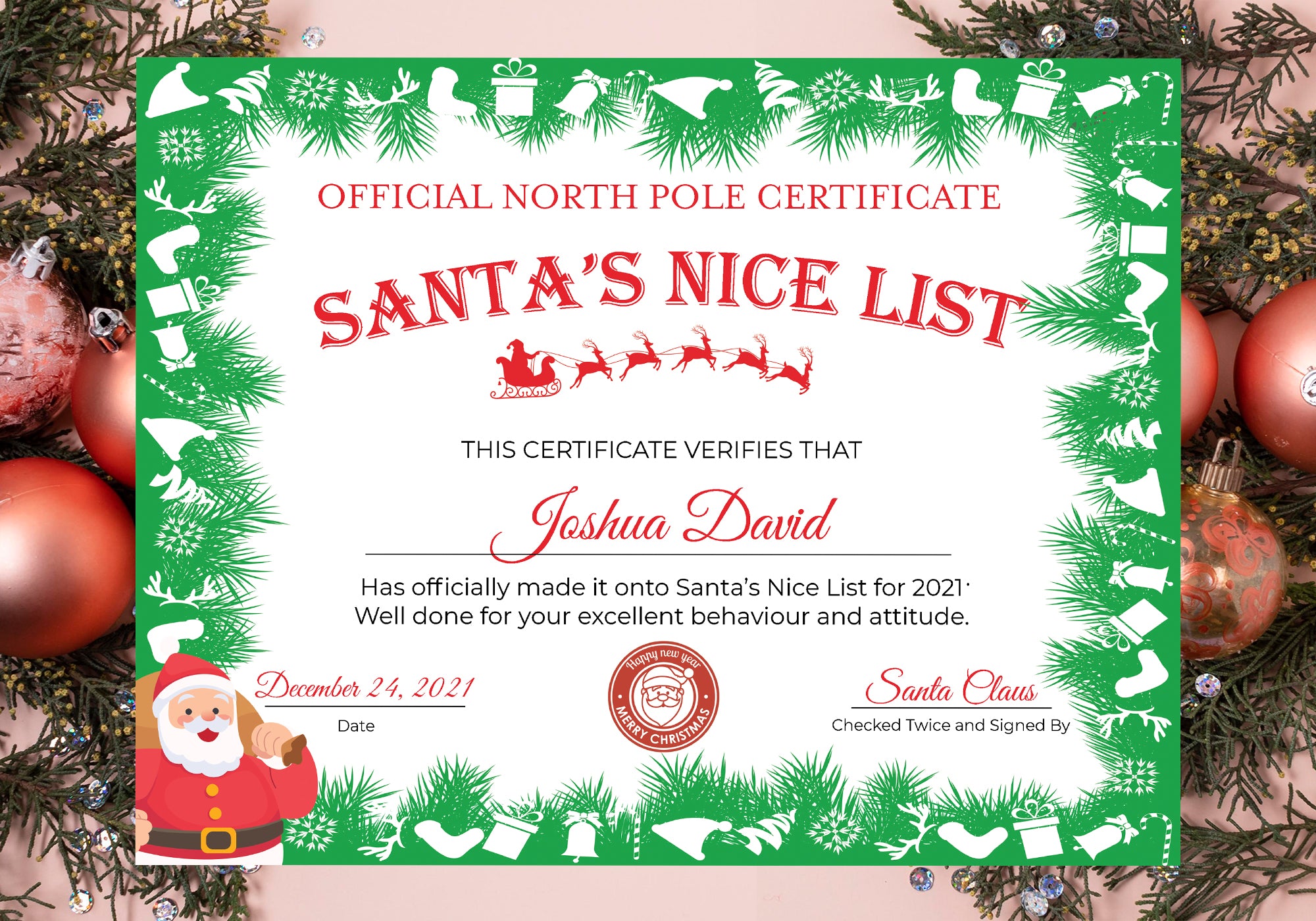 Editable Nice List Christmas Certificate Template Bundle — Posh Park