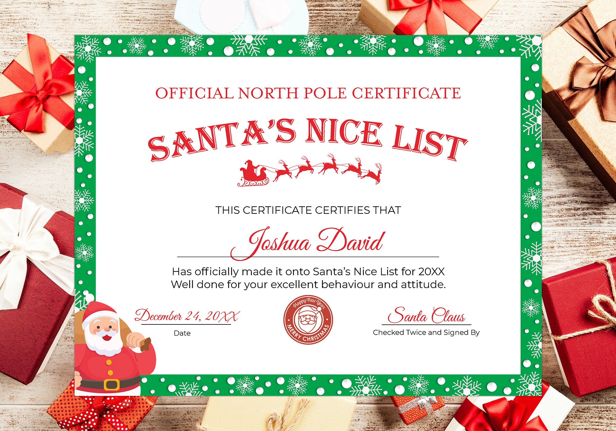 Printable Nice List Santa Certificate for Kids — Posh Park