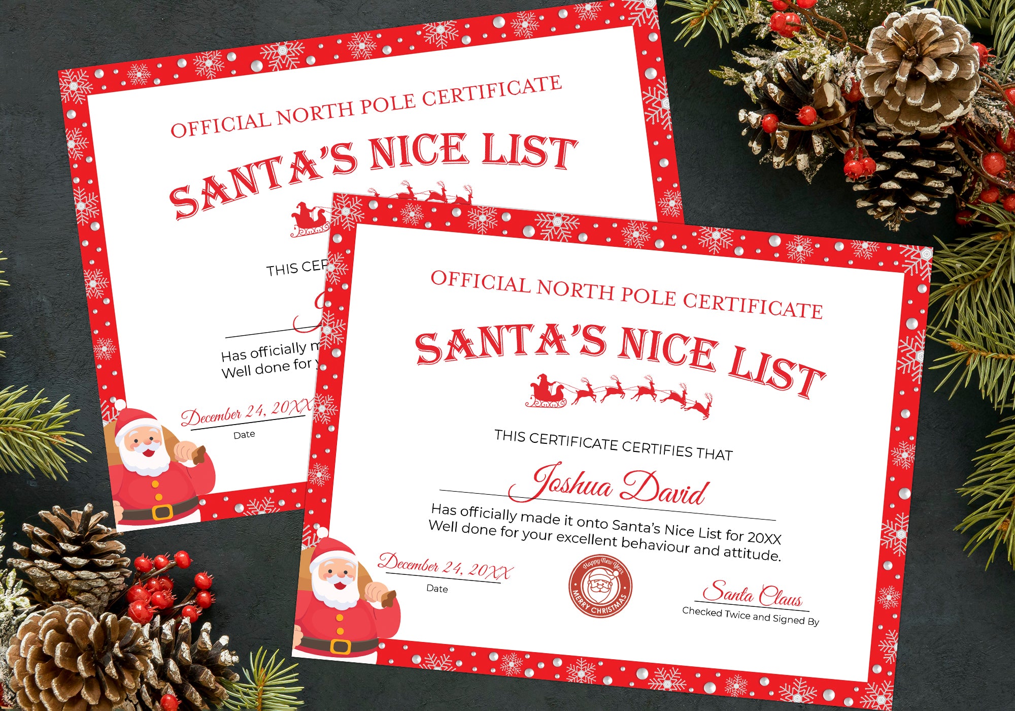 Custom Red White Christmas Nice List Certificate — Posh Park