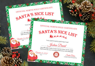 Printable Festive Green Christmas Nice List Certificate — Posh Park
