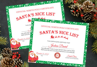 Printable Nice List Santa Certificate for Kids — Posh Park