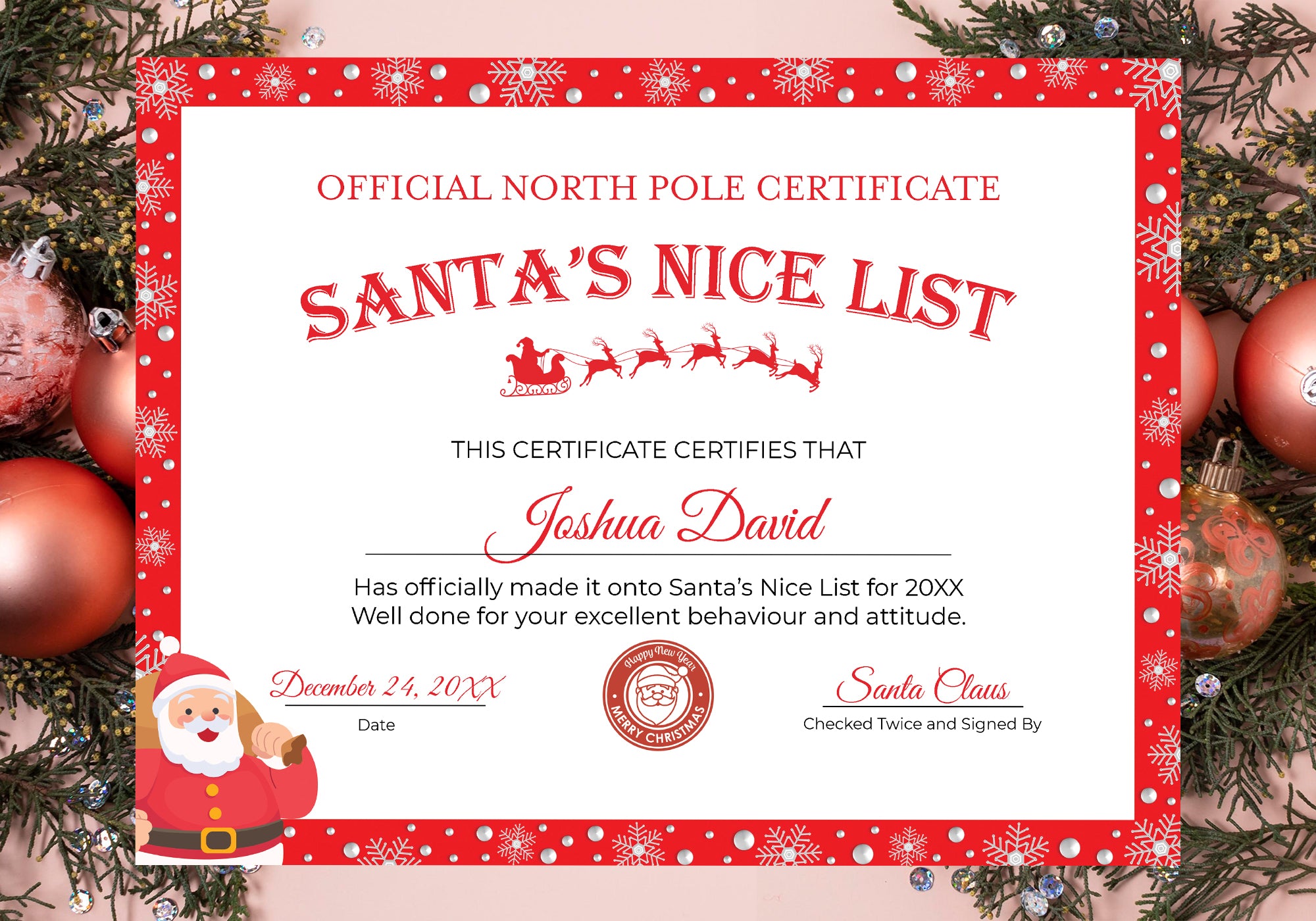 Editable Christmas Nice List Certificate Template Bundle — Posh Park